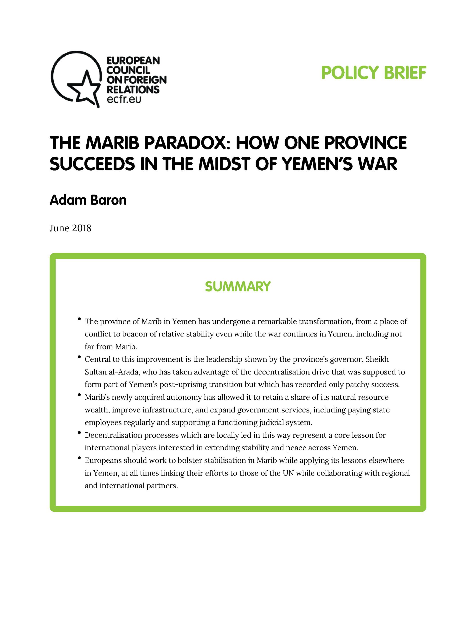 The Marib Paradox: How one province succeeds in the midst of Yemen's ...